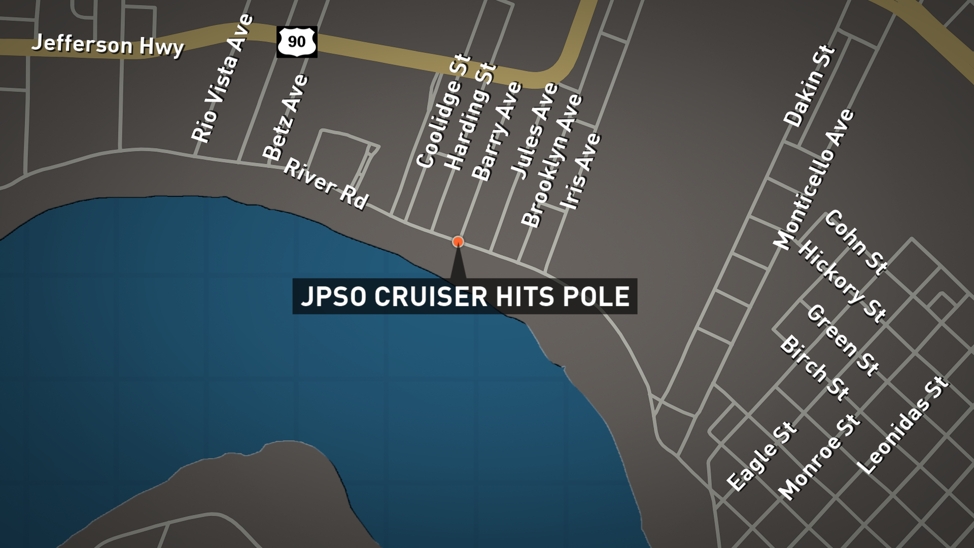 Jefferson homes lose power after JPSO cruiser hits utility pole | wwltv.com