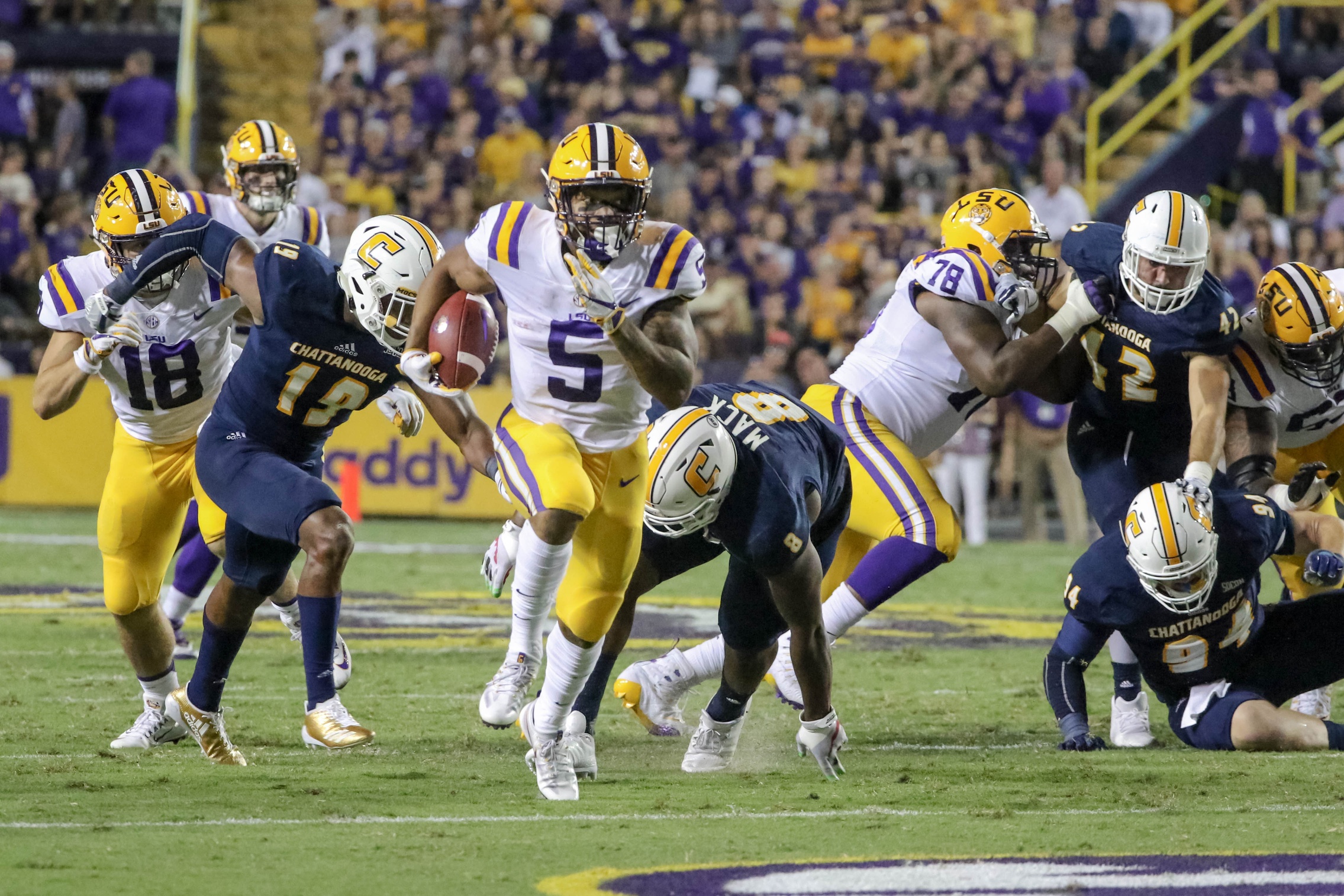 Guice scores twice, LSU pounds Chattanooga 45-10 | wwltv.com